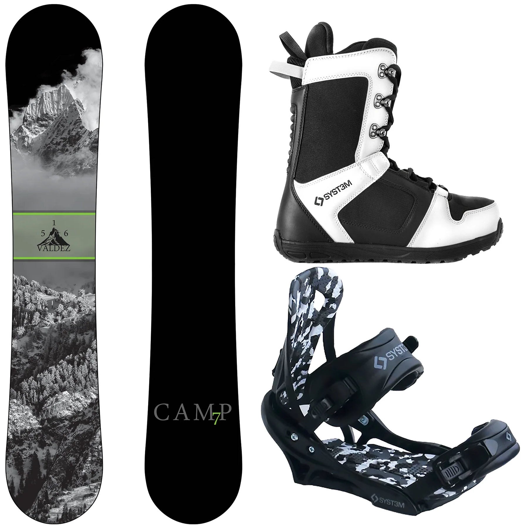 2026 Complete Snowboard Package - Camp Seven Valdez, APX Boots, APX ...