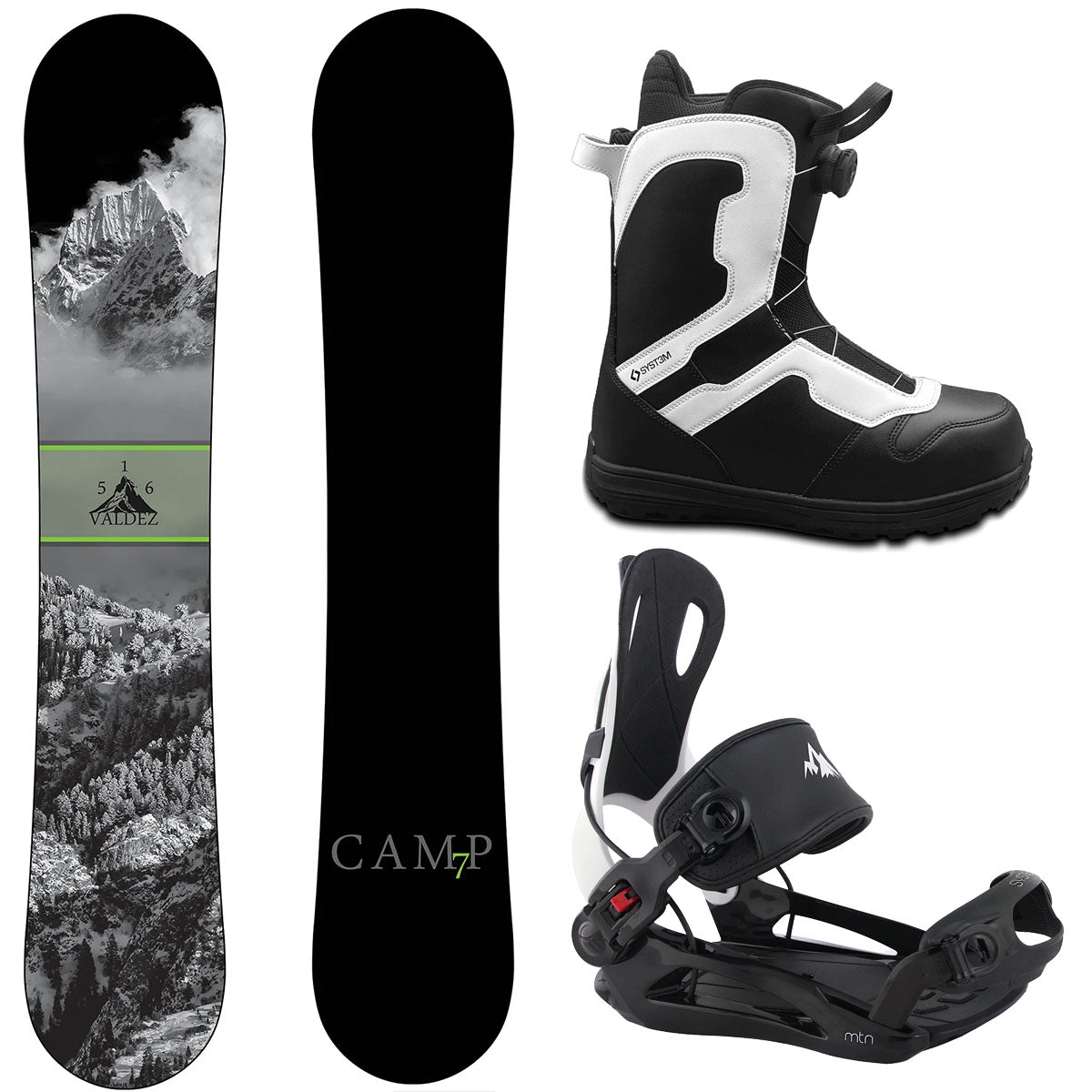 2026 Complete Snowboard Package - Camp Seven Valdez, Pro Twist Boots ...